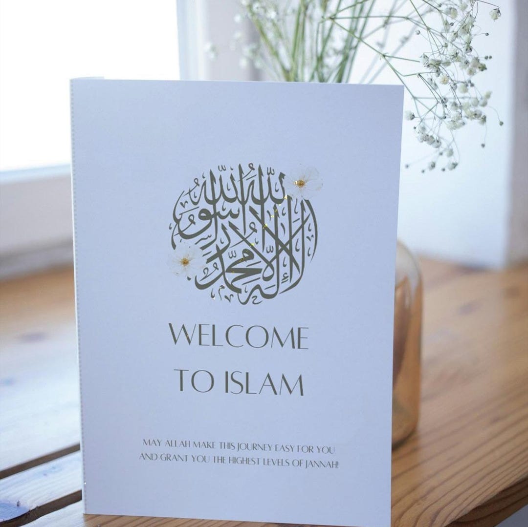 Welcome to Islam Greeting Card Shahadah Gift Card Muslim Phrase Floral ...