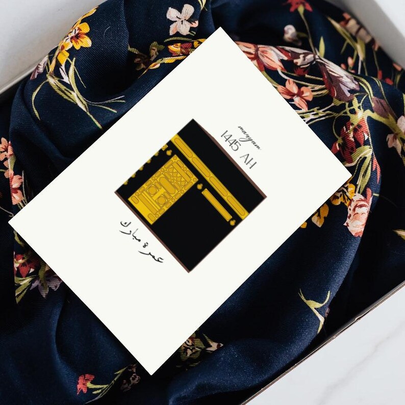 Editable Umrah Mubarak Greeting Card Islamic Gift Template Custom Omra ...