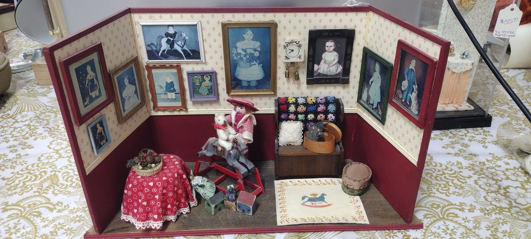 Miniature Room Box Art Gallery Needlepoint Photos Diorama - Etsy