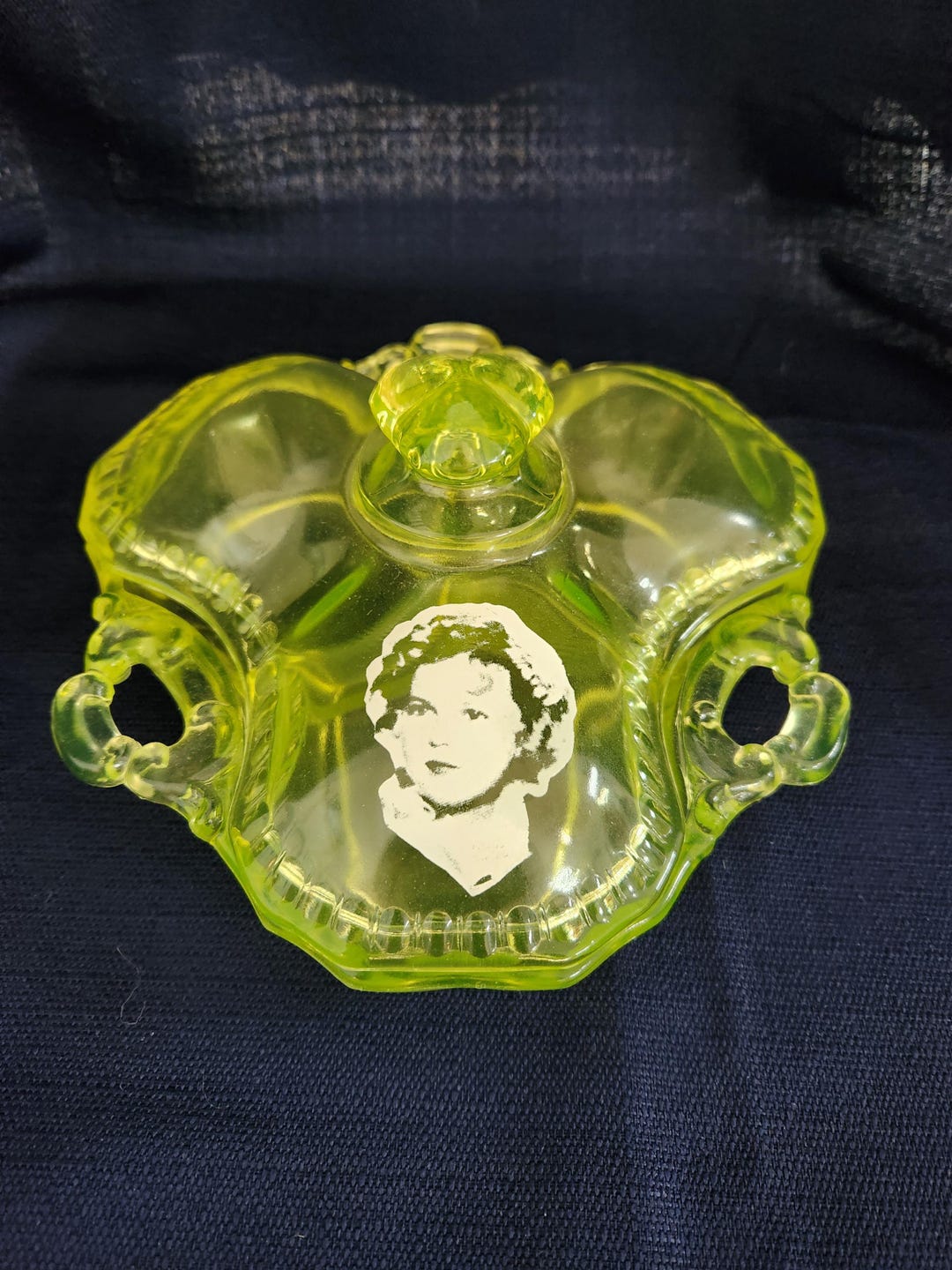 1940's Uranium Glass Shirley Temple Candy Dish - Etsy