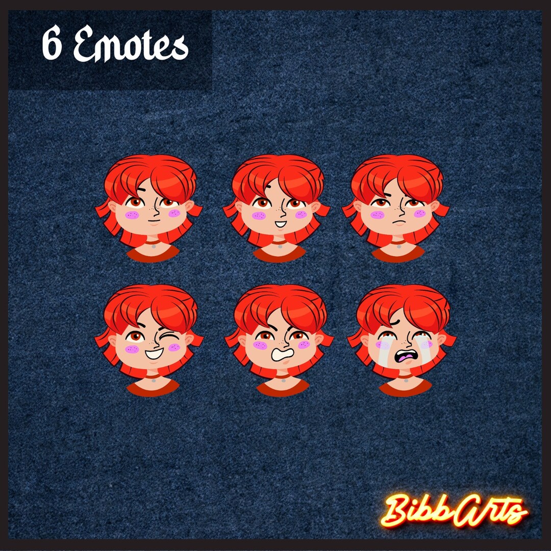 Red Hair Girl Emotes for Twitch and Discord Cute Girl Emotes - Etsy