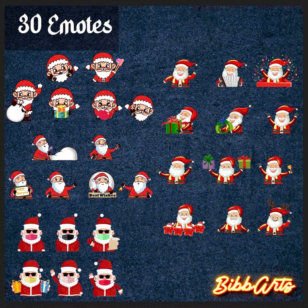 Santa Emotes for Christmas, Cute Christmas Emotes, Digital Winter ...