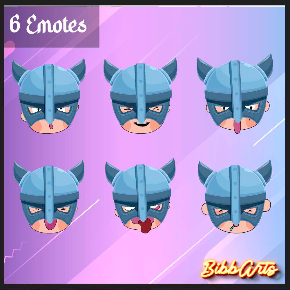 Helmeted Warrior Emote Set Blue Helm Emote Collection - Etsy