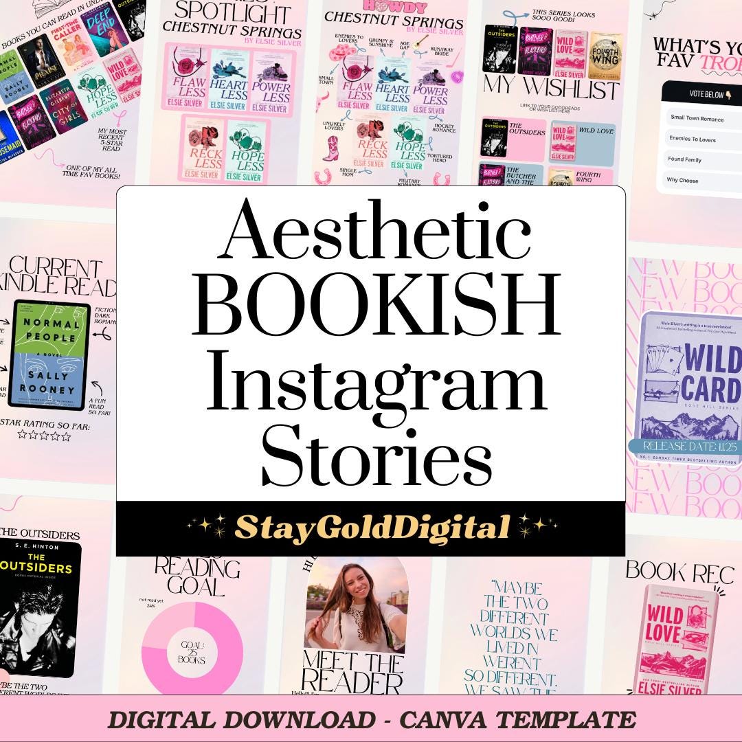 Aesthetic BOOKISH INSTAGRAM STORIES Template Bundle | Social Media ...