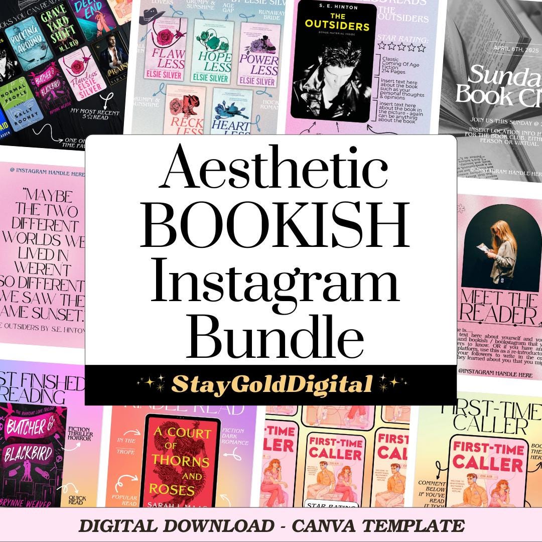 AESTHETIC BOOKISH INSTAGRAM Template Bundle | Aesthetic Social Media ...