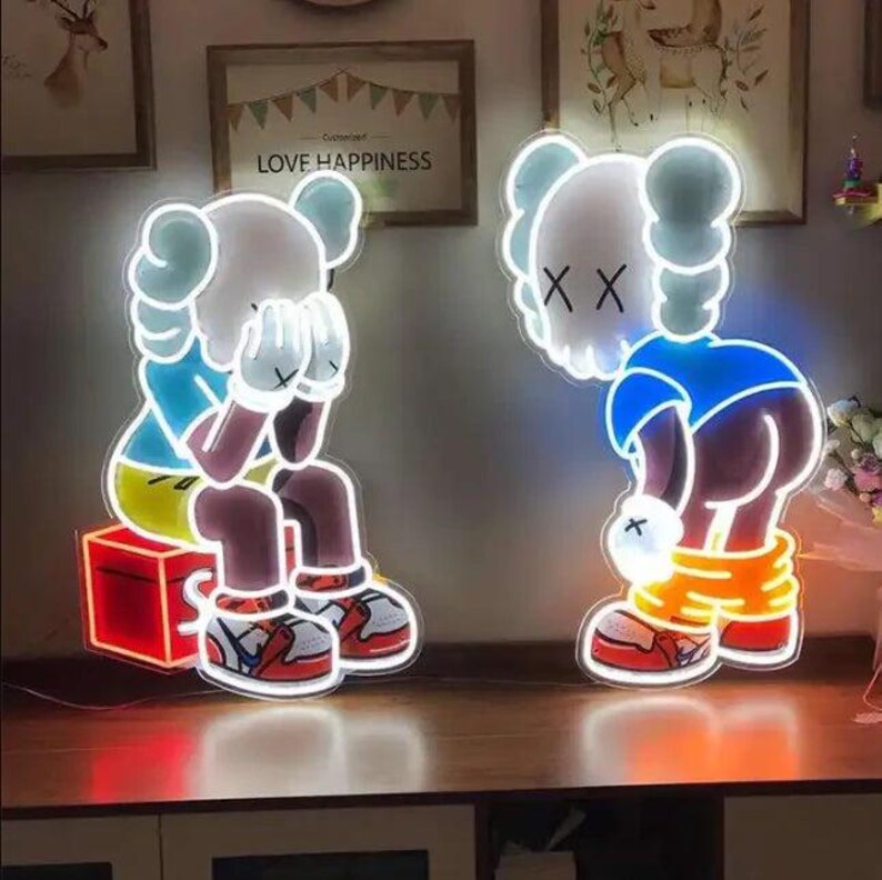 Custom LED Neon Sign: Metal Frame, Acrylic Shop Logo - Etsy