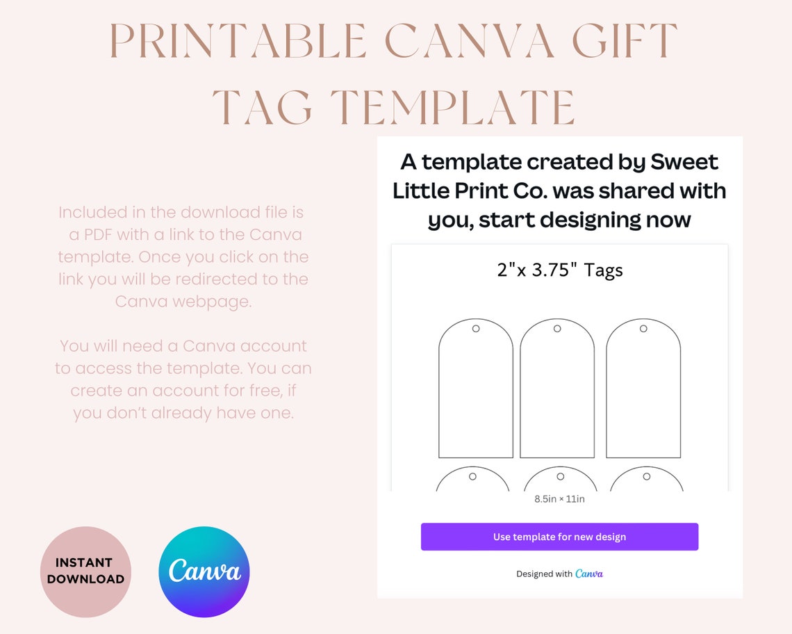 Printable Canva Tag Template for 2x3.5 Inch Tags, Hang Tag Template ...