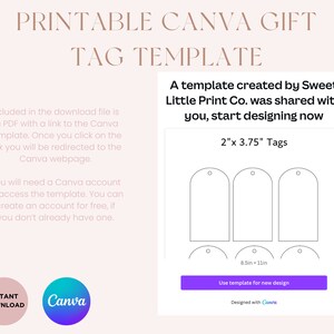 Printable Canva Tag Template for 2x3.5 Inch Tags, Hang Tag Template ...
