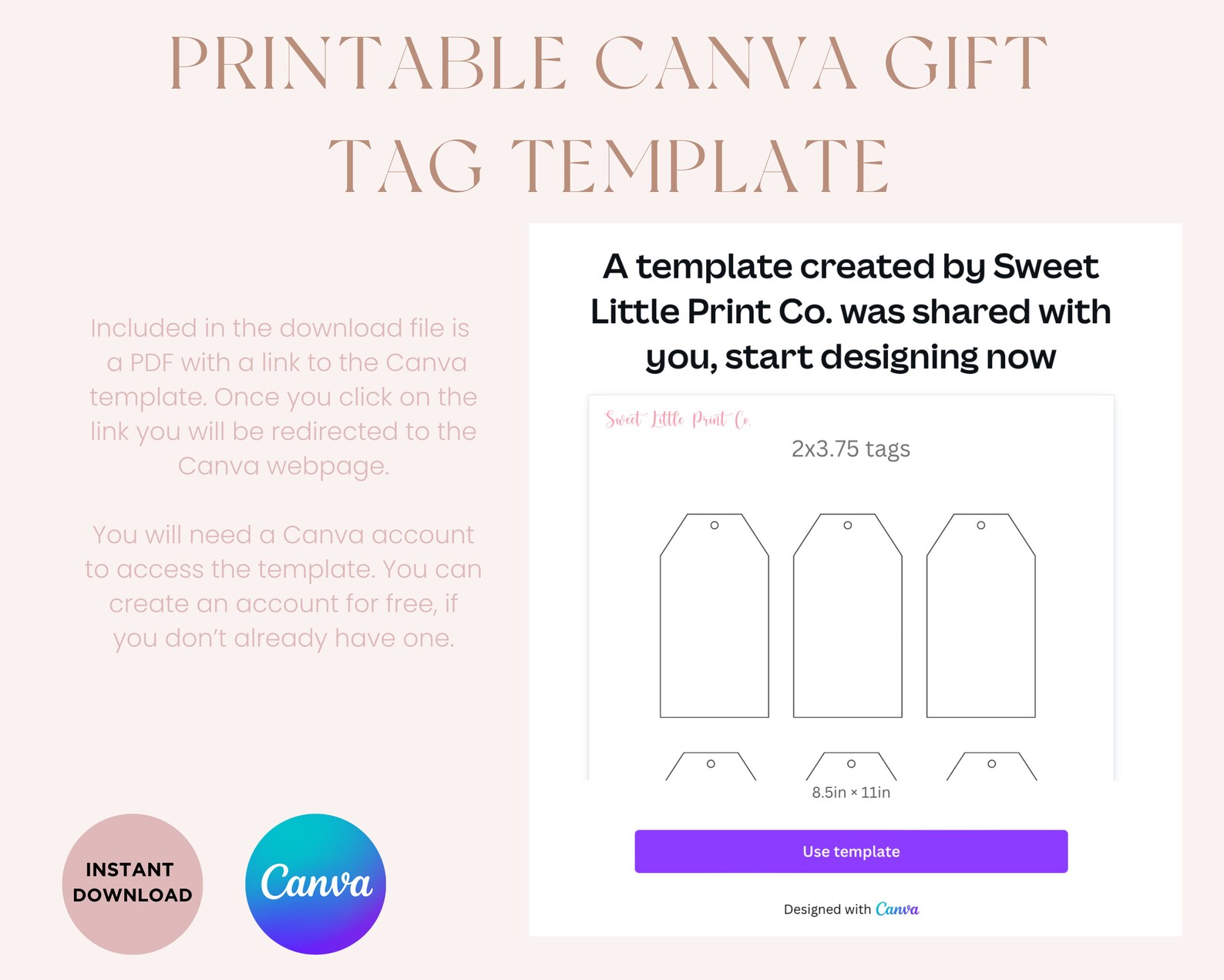 Printable Canva Tag Templates, Blank Gift Tag Templates 2x3.5 Inch - Etsy
