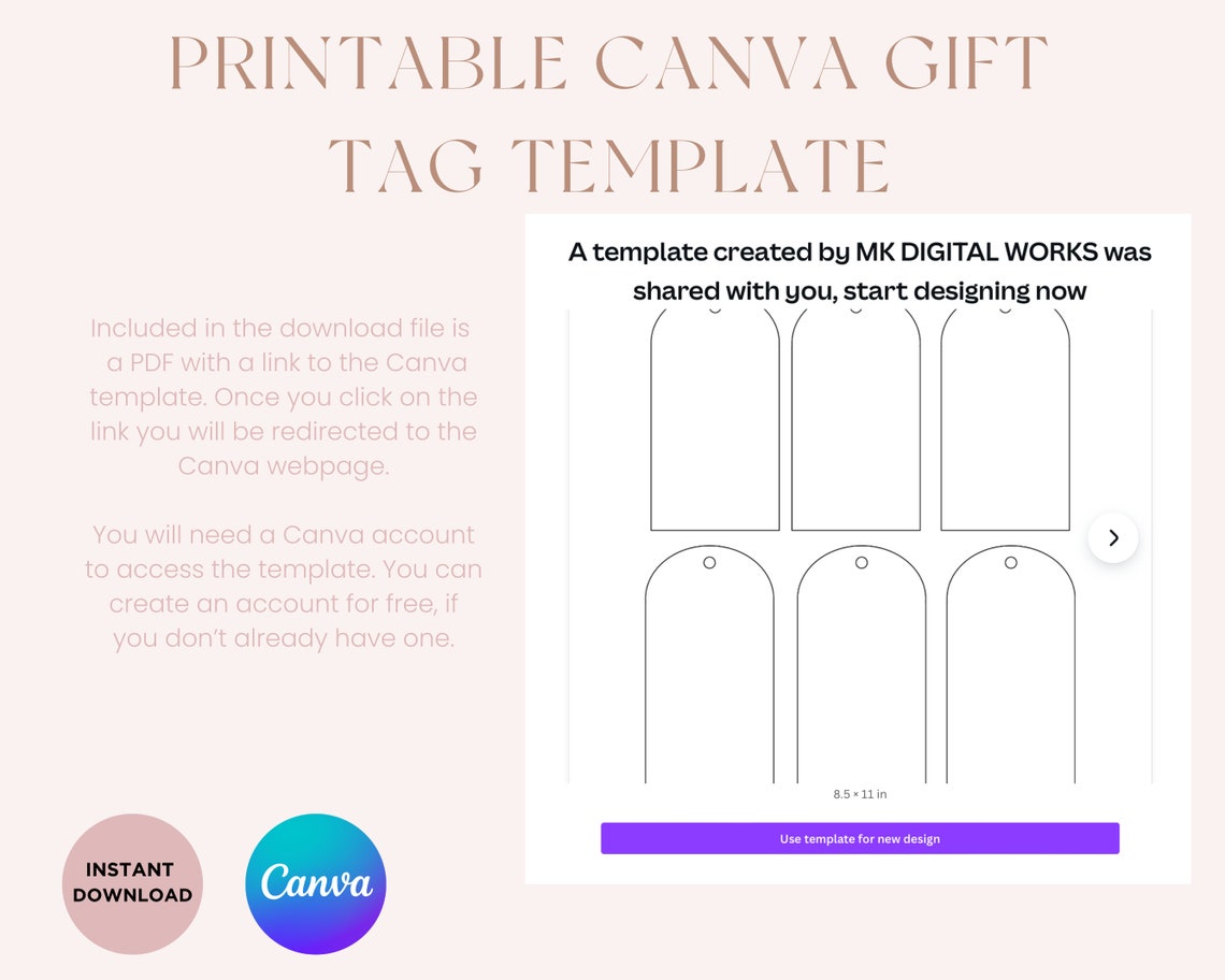 Printable Canva Tag Template for 2x3.5 Inch Tags, Hang Tag Template ...