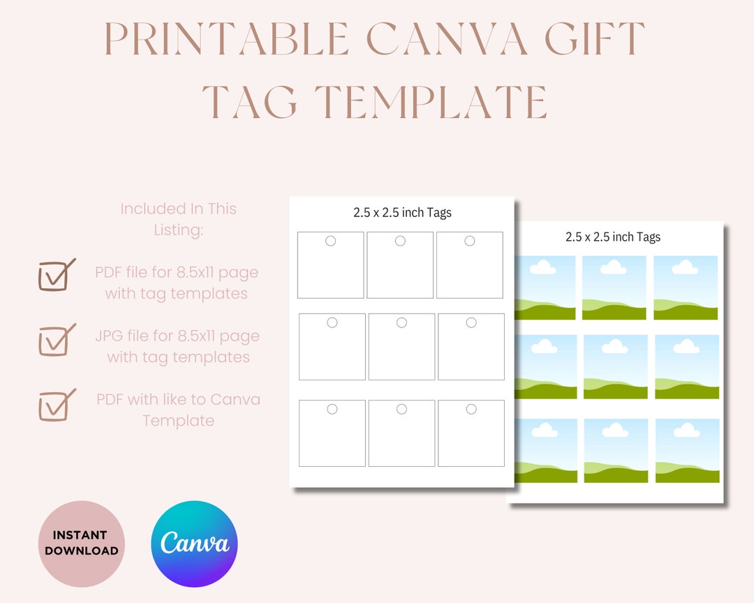 Canva Gift Tag Templates: 2.5" Square Tags (digital Download) - Etsy