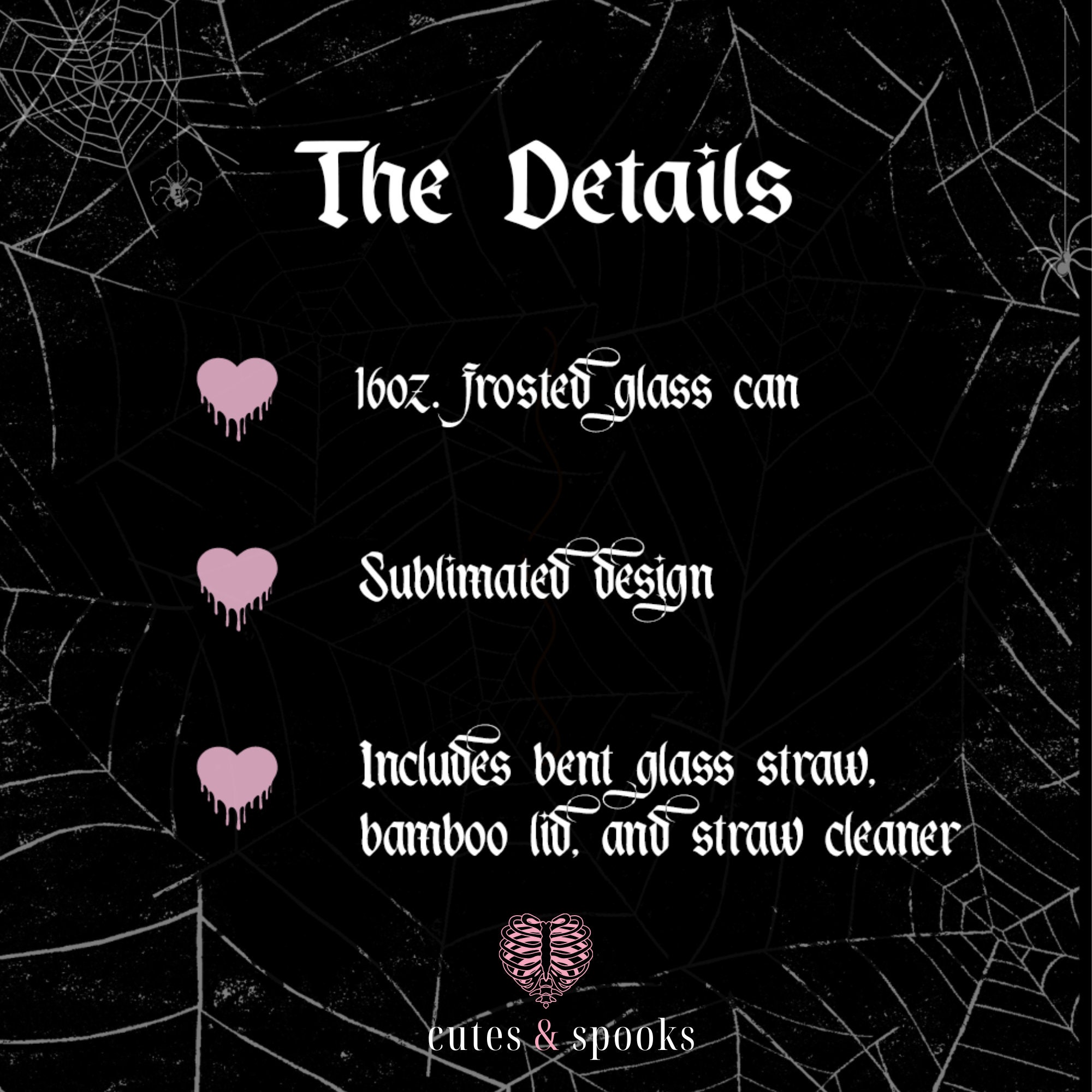 Vampire Fangs Frosted Glass Cup, 16oz Glass Cup, Goth Cup, Spooky Cup ...