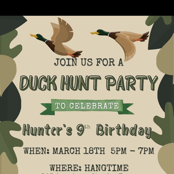 Duck Hunt Birthday Invitation - Etsy
