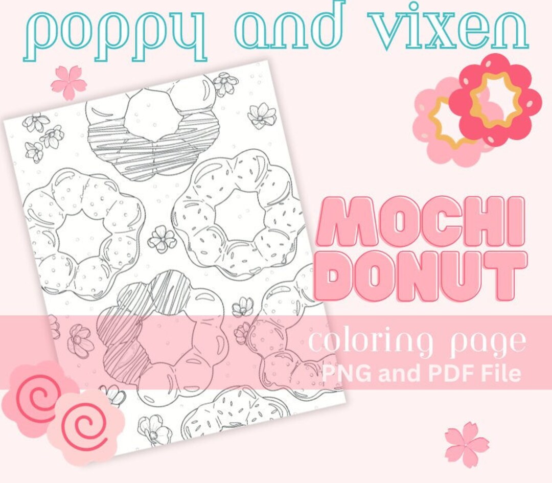 Mochi Donut Coloring Page Adult Coloring Page Kawaii Coloring Book ...