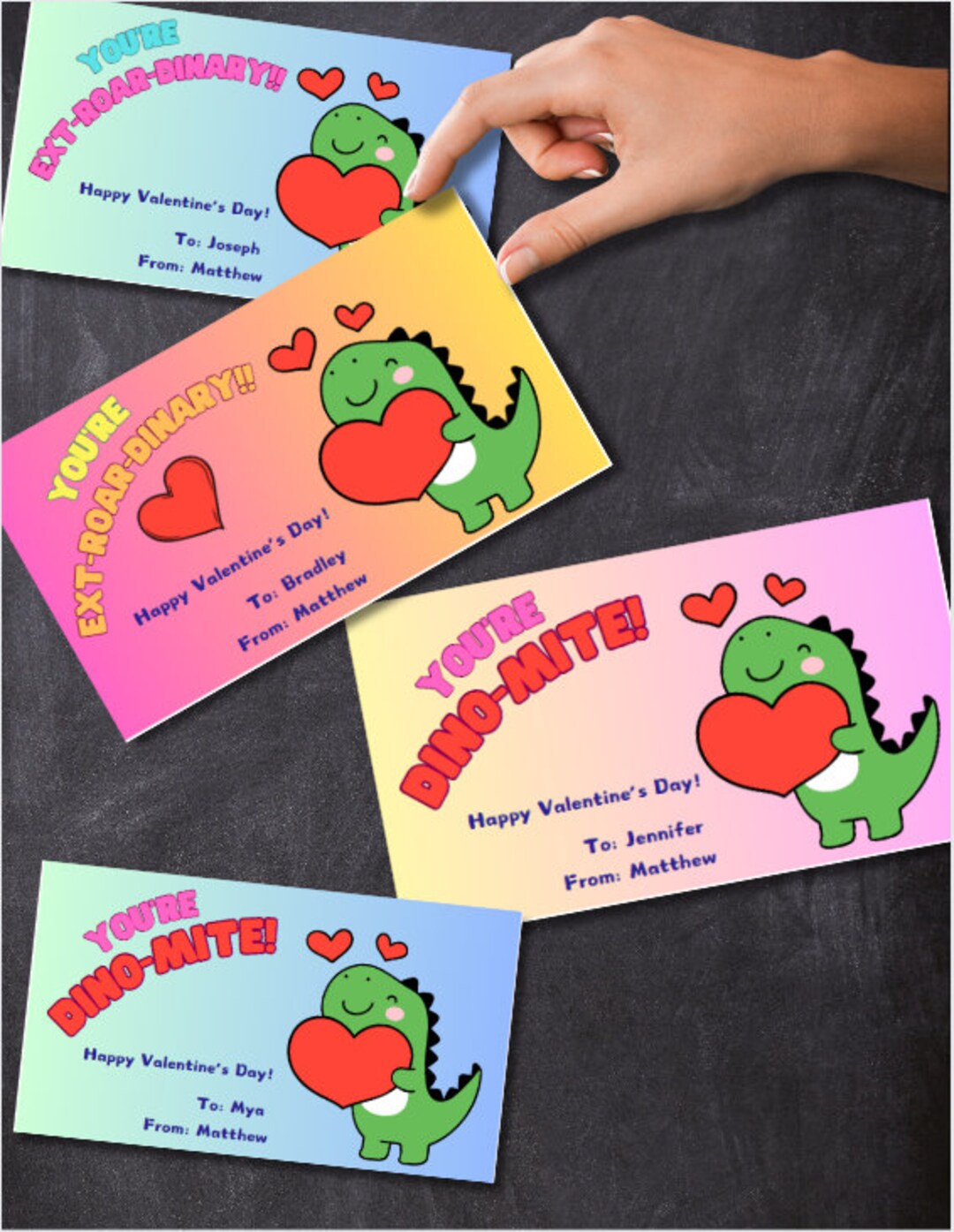 Dinosaur Themed Valentine's Day Cards for School Parties - Etsy