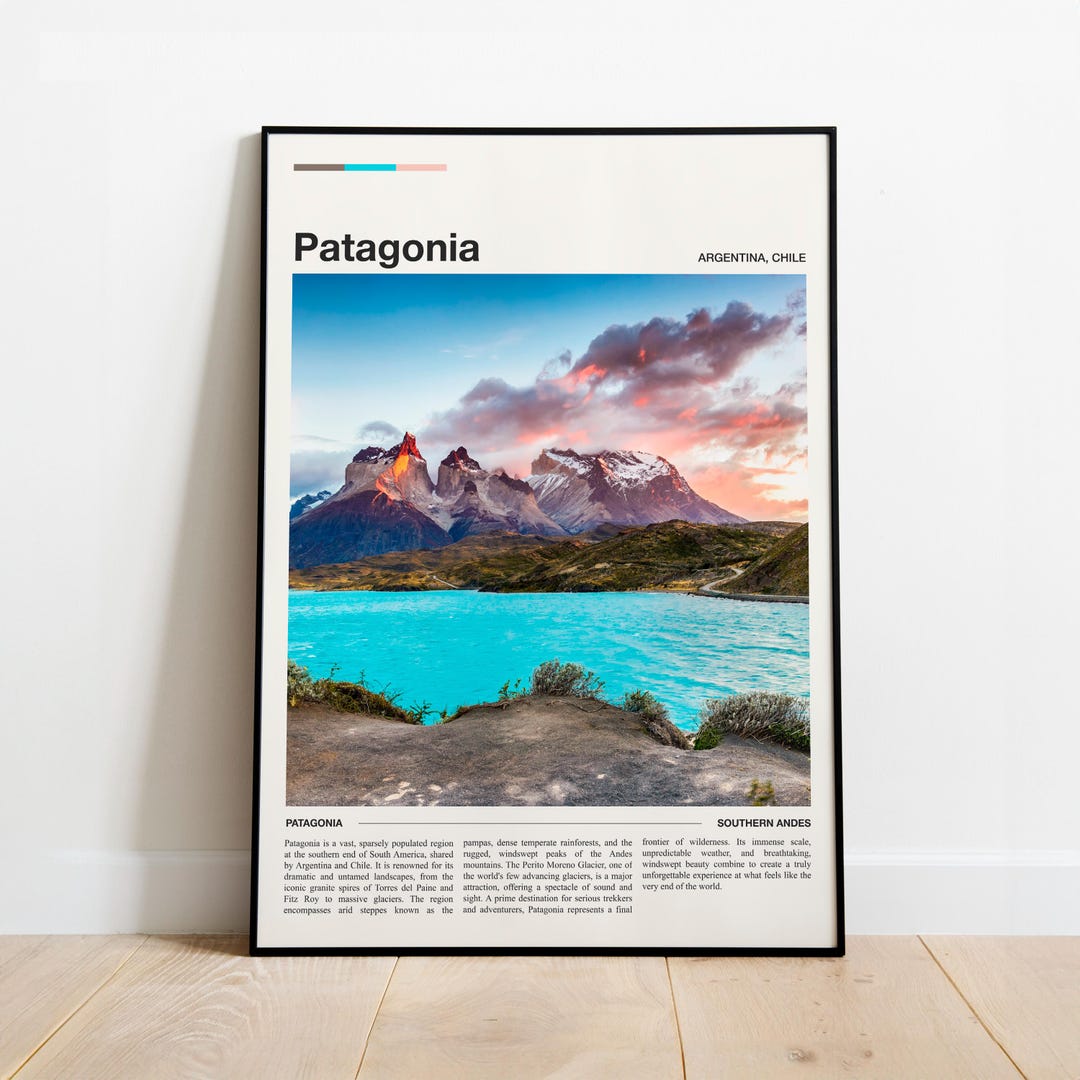 Patagonia Wall Art Print – Modern Minimalist Travel Poster, Multiple ...