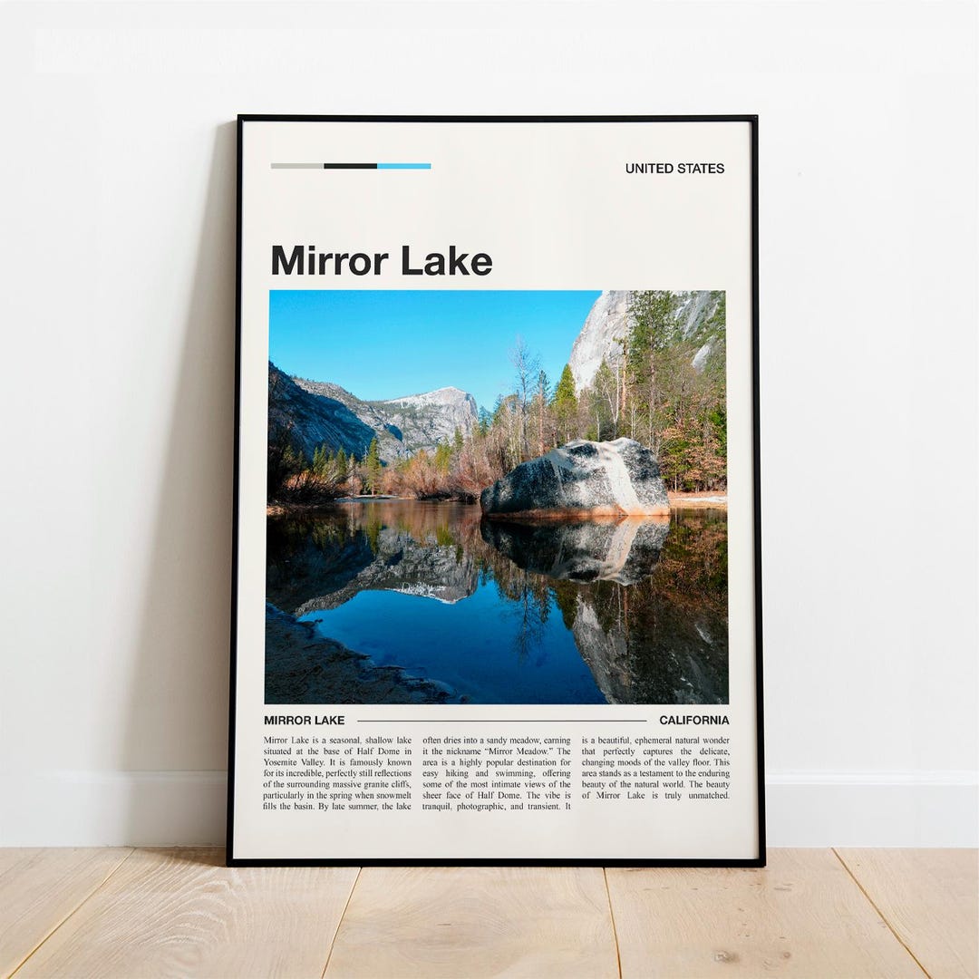 Mirror Lake California Poster Yosemite Valley Half Dome Reflection - Etsy