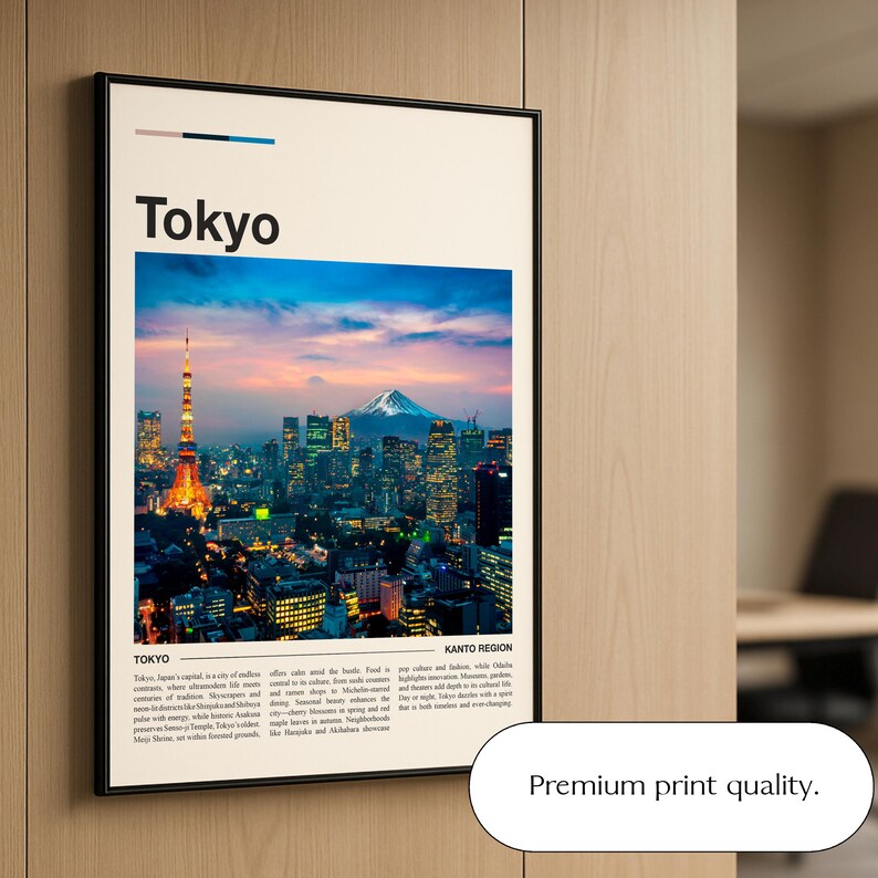 Tokyo Print: Minimalist Travel Poster, Wall Art Decor in Various Sizes ...