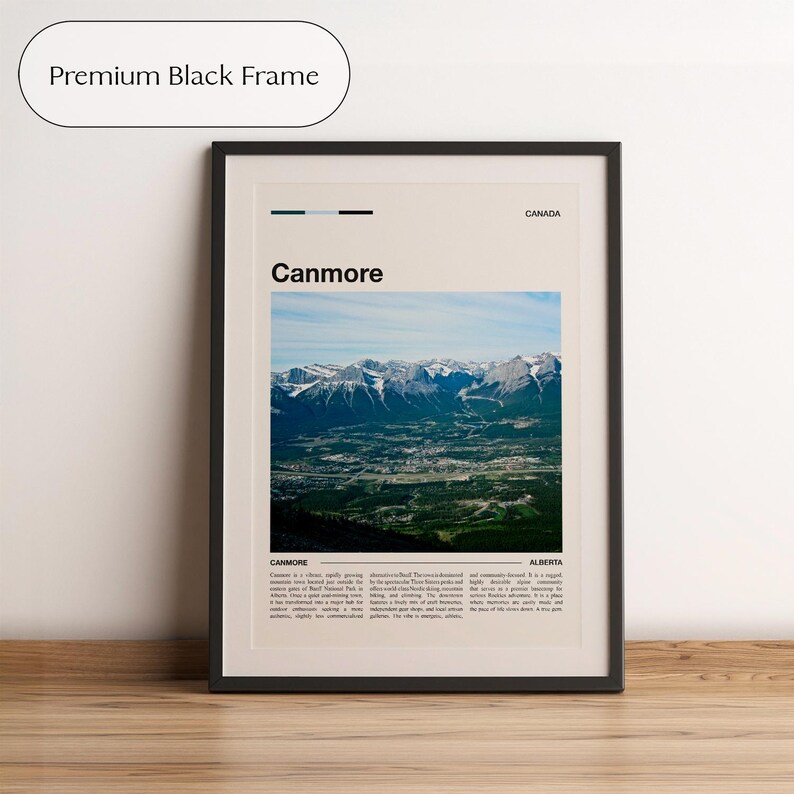 Canmore Alberta Travel Poster - Rocky Mountains and Three Sisters Peaks ...