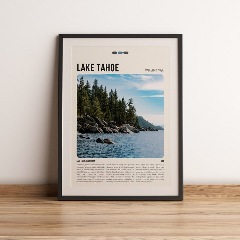 Lake Tahoe Print | Lake Tahoe Poster | Lake Tahoe Wall Art | Travel ...