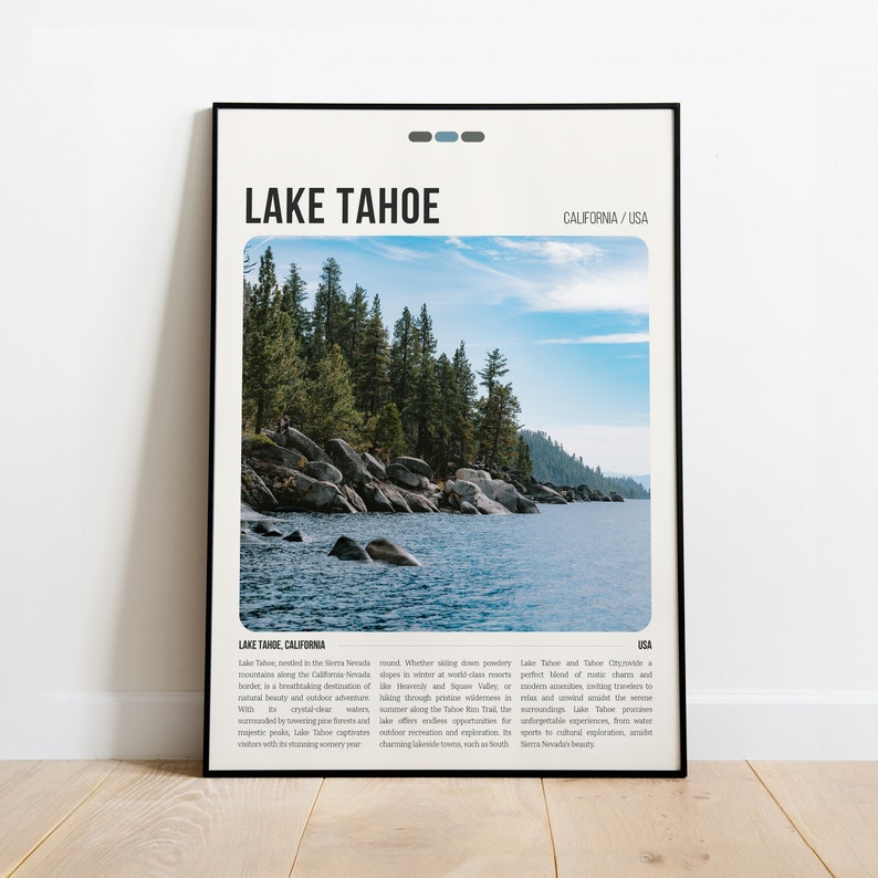 Lake Tahoe Print | Lake Tahoe Poster | Lake Tahoe Wall Art | Travel ...