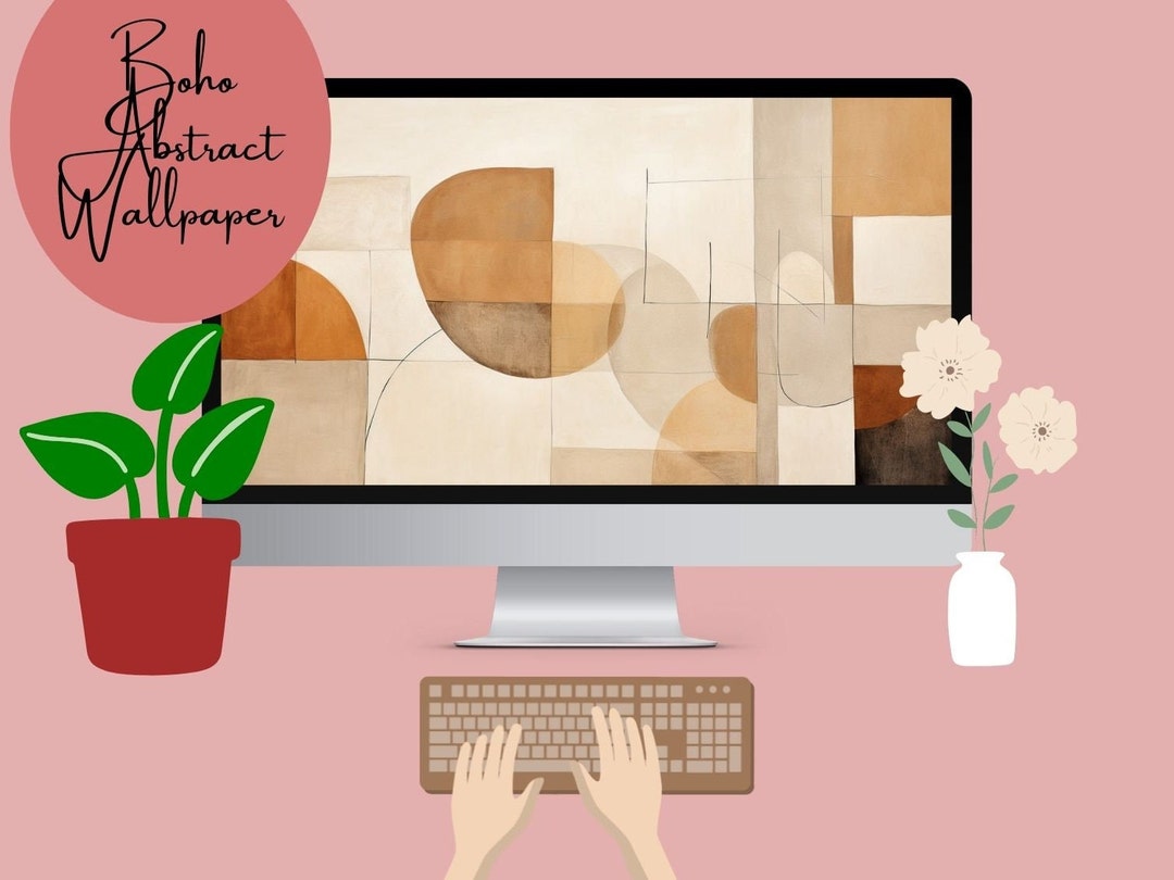 Boho Desktop Wallpaper Aesthetic Abstract Shapes | Simple Minimalist ...