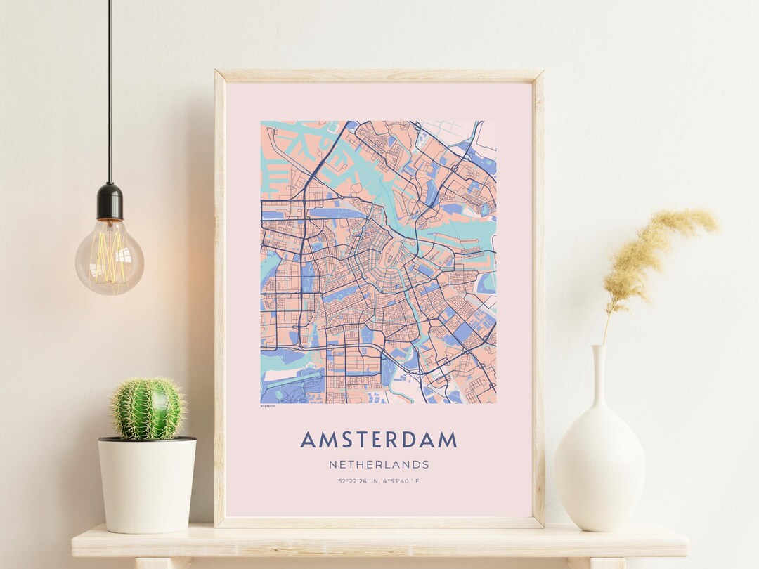 AMSTERDAM Map Print, Printable Modern Map, Amsterdam City Map Poster ...