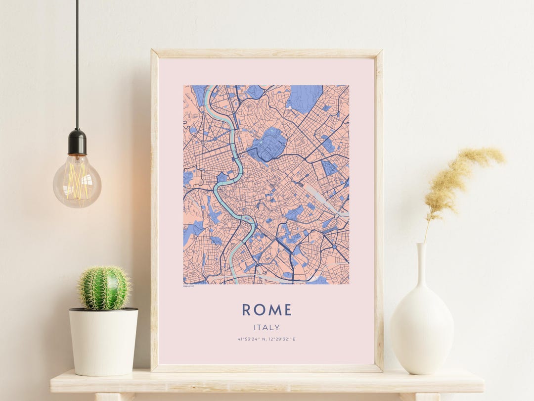 ROME Italy City Map Print, Italy Sky Maps for Home, Large Map Download ...