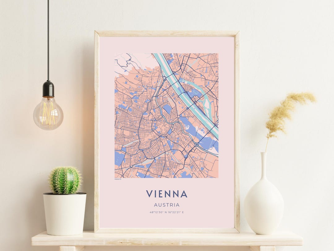 VIENNA City Map Printable, Minimalist Map Wall Art, Vienna Street Map ...