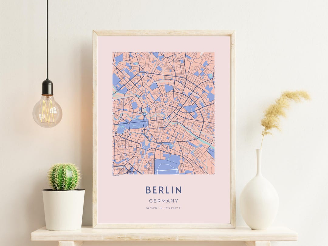 BERLIN City Map Poster, Sky Large Maps, Colorful Map Wall Art, Germany ...