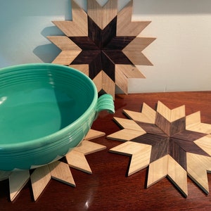 Set of 3 Wooden Star Trivet, Hot Pad - Etsy
