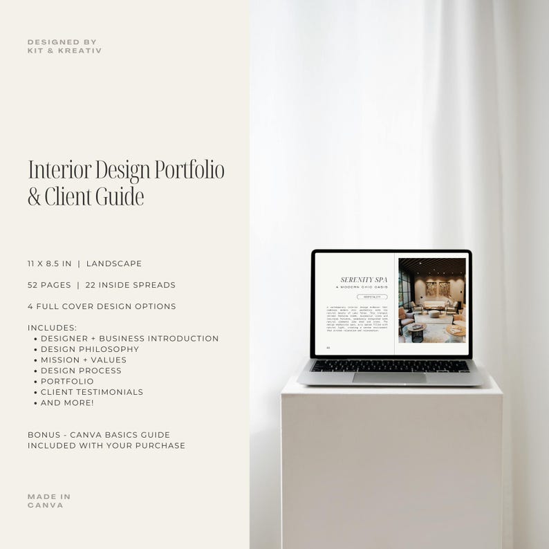 Interior Design Portfolio Template: Designer Client Guide (canva, 52 ...