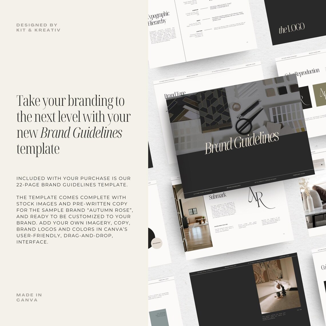 DIY Premade Logo and Brand Kit Bundle Modern Premade Logo Template ...