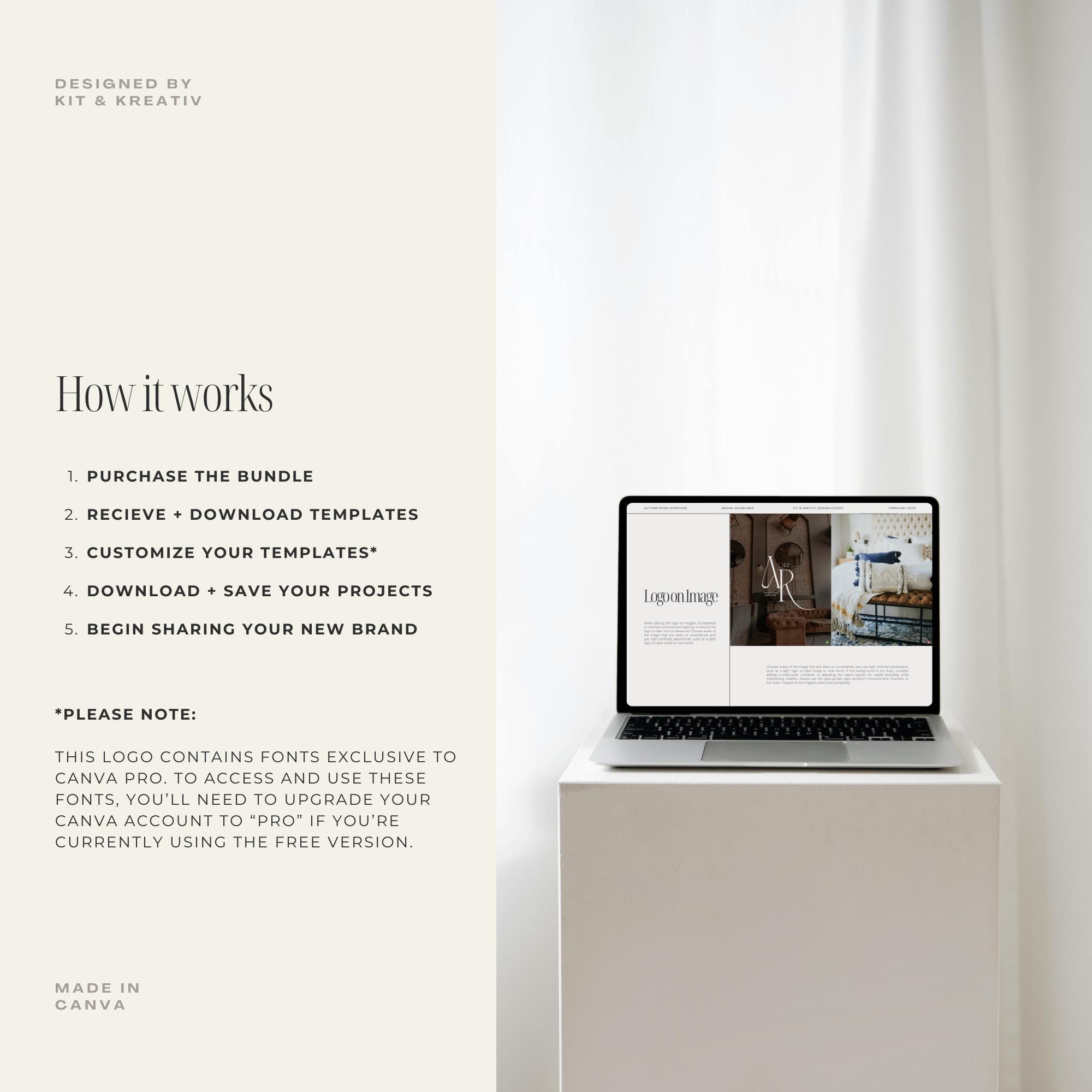 DIY Premade Logo and Brand Kit Bundle Modern Premade Logo Template ...