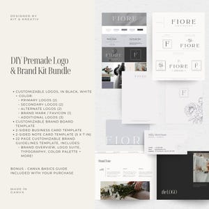 DIY Premade Logo and Brand Kit Bundle Modern Premade Logo Template ...