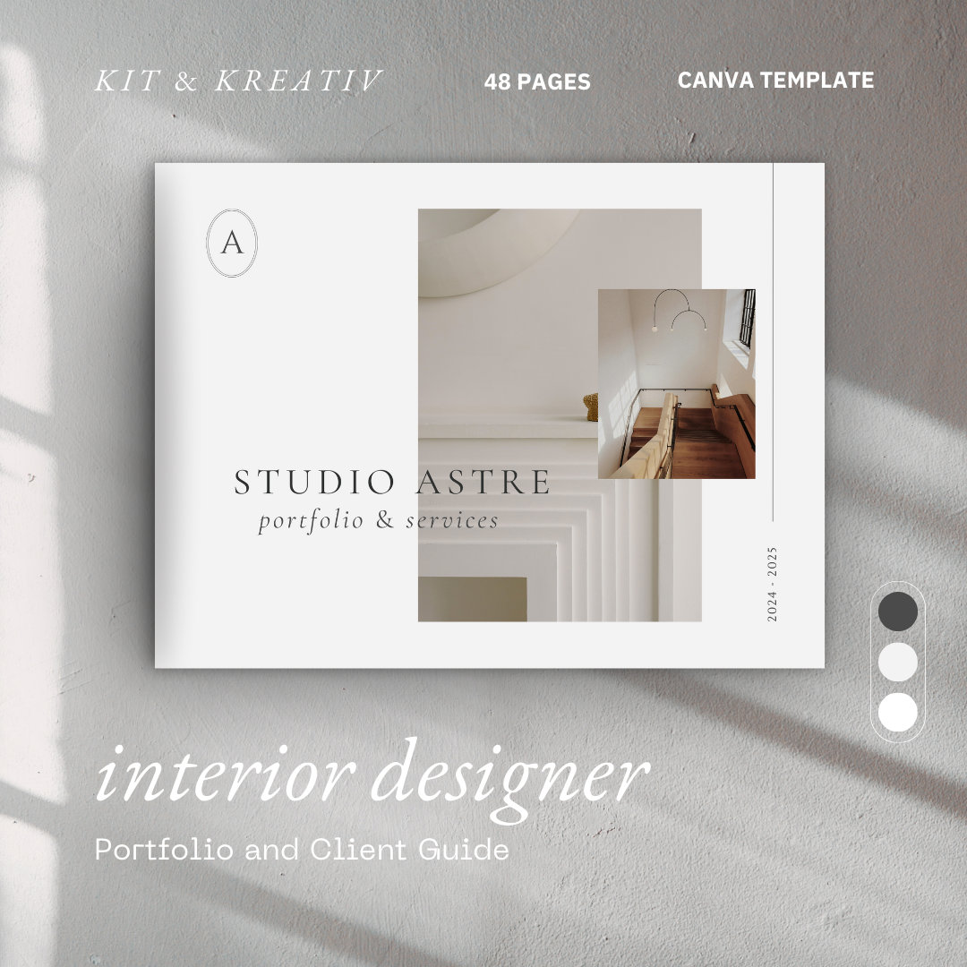 Interior Design Portfolio Minimal Aesthetic Designer Portfolio Template for Interior Designers ...