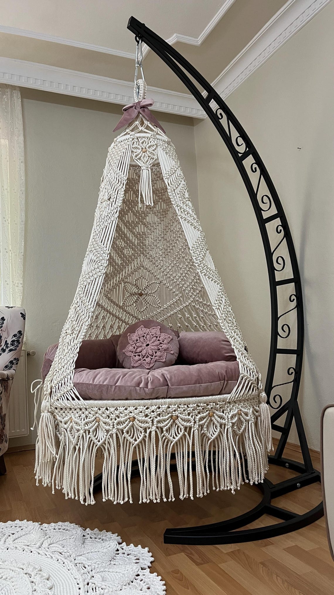 Macrame Large Hammocks, Outdoor Garden Macrame Swing,round Hammocks ...