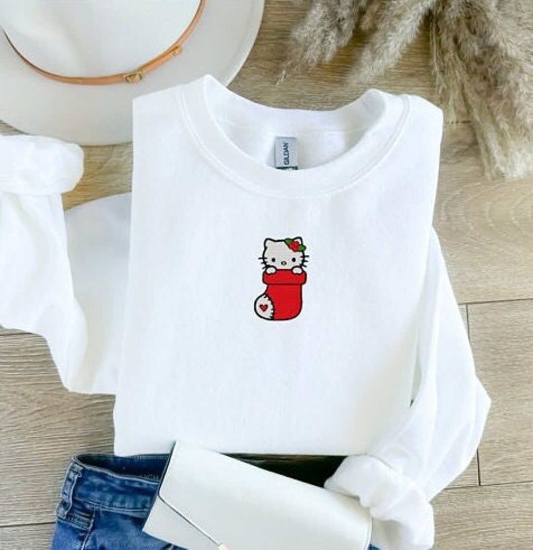 Hello Kitty Christmas Stocking Embroidered Sweatshirt Hello - Etsy