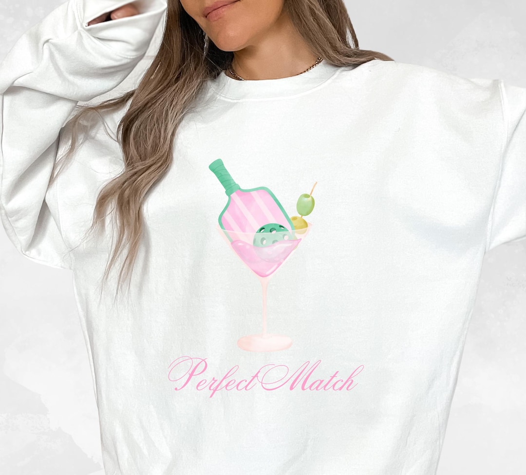 Pickleball Preppy Cocktail Sweatshirt Trendy Fun Pickle Hoody Gift for ...