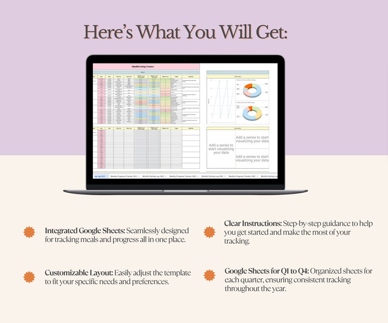 Mindful Eating & Food Tracker Google Sheets Template – Year-long (Q1-Q4 ...