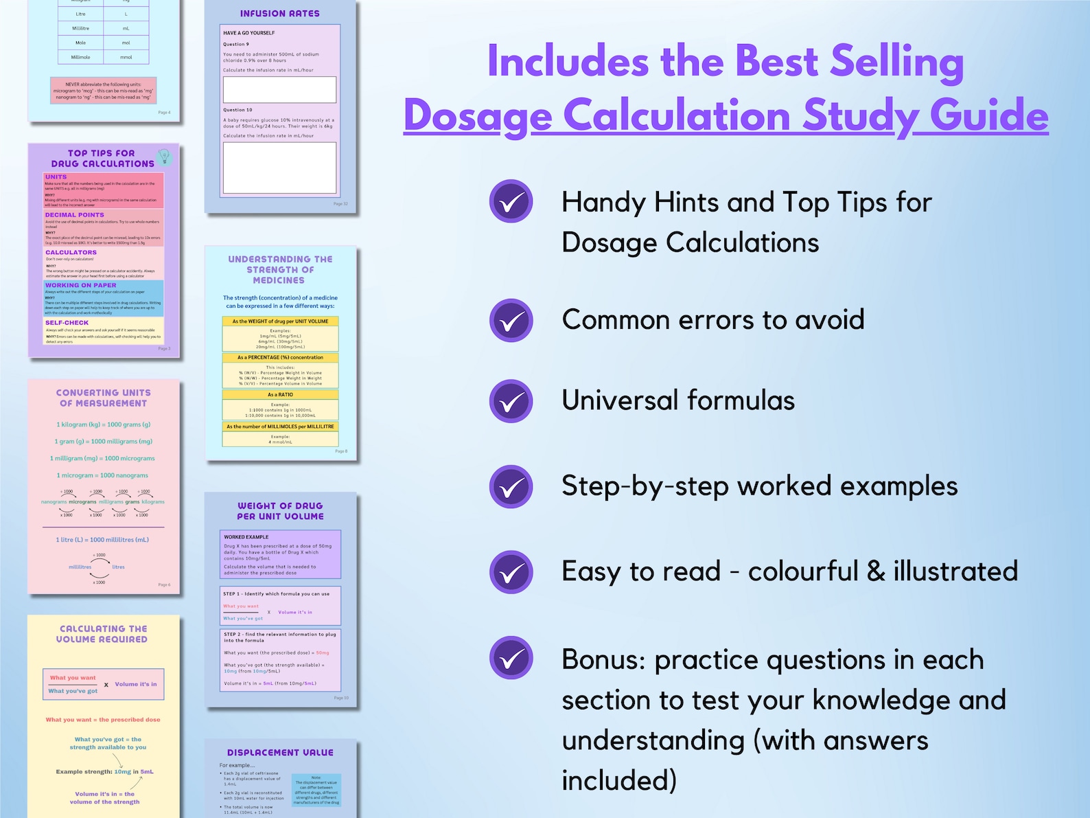Complete Dosage Calculation Study Guide Bundle | Drug Calculations ...