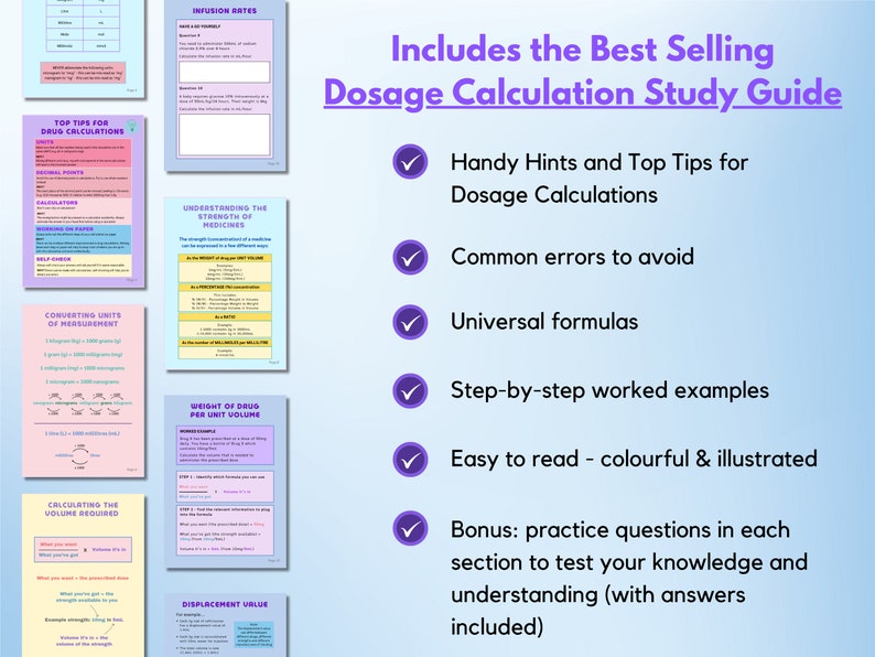 Complete Dosage Calculation Study Guide Bundle | Drug Calculations ...