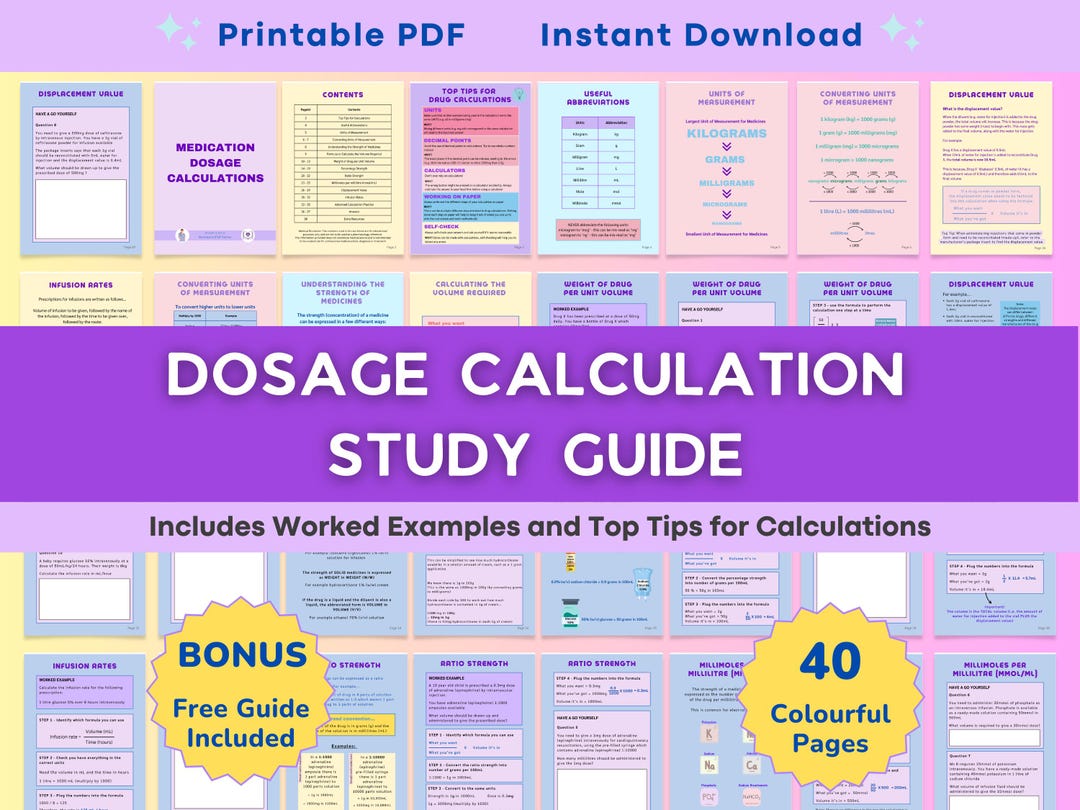 Dosage Calculation Nursing Study Guide. Drug Calculations Nursing Study ...