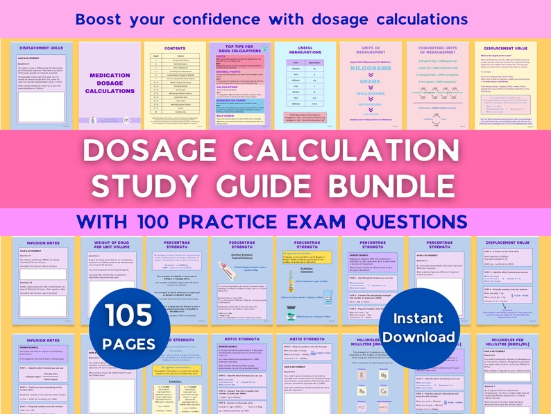 Medication Dosage Calculation Study Guide Bundle 2024 Student Nurse ...