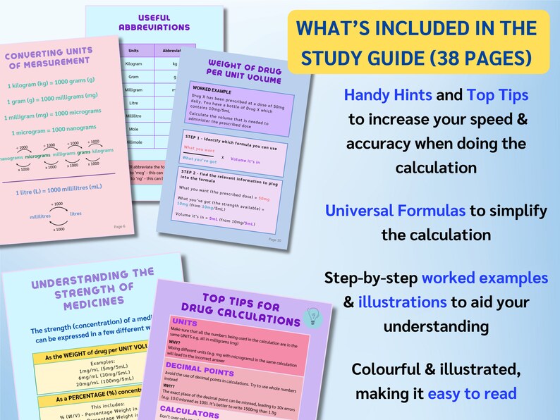 Medication Dosage Calculation Study Guide Bundle 2024 | Student Nurse ...
