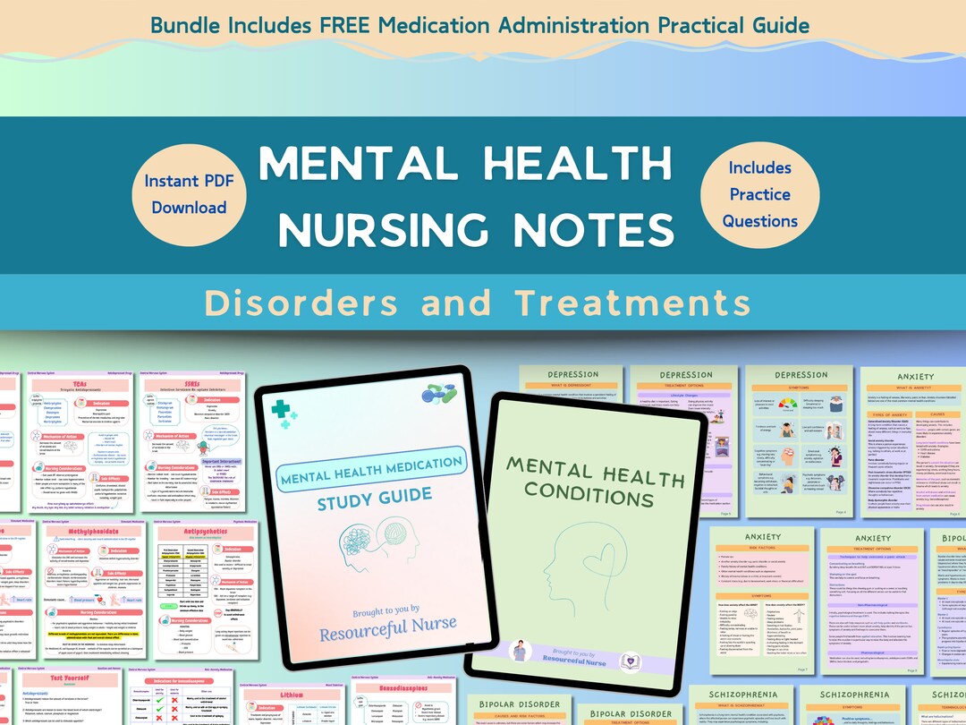 Pharmacology Study Guide Mental Health Nursing Notes - Etsy UK