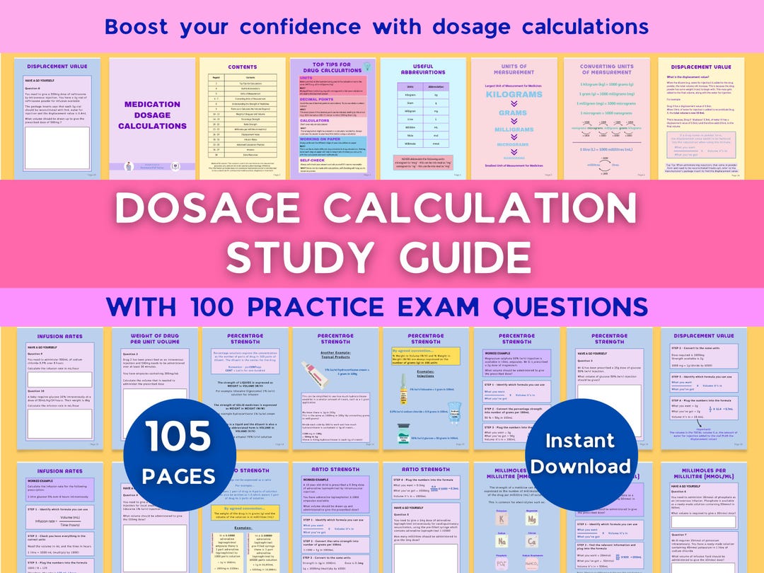 Medication Dosage Calculation Study Guide Bundle 2024 | Student Nurse ...
