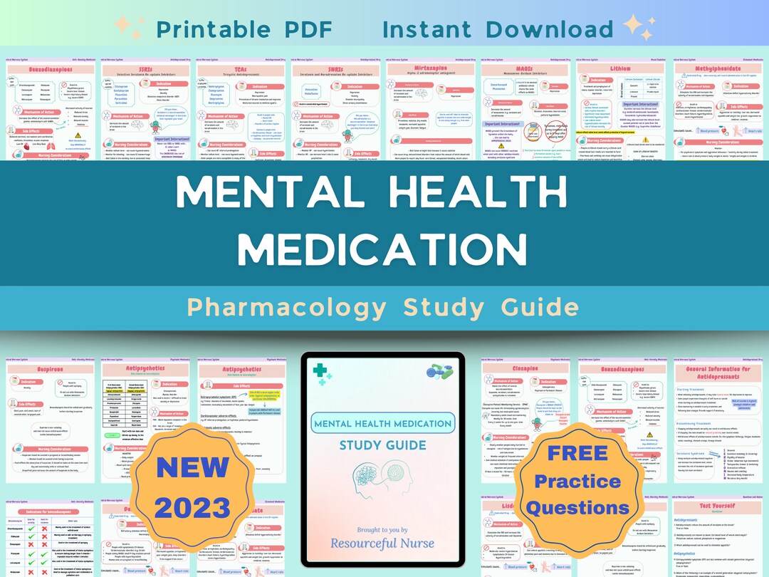 Pharmacology Study Guide Nursing Notes Pharmacy Notes Bundle Mental ...