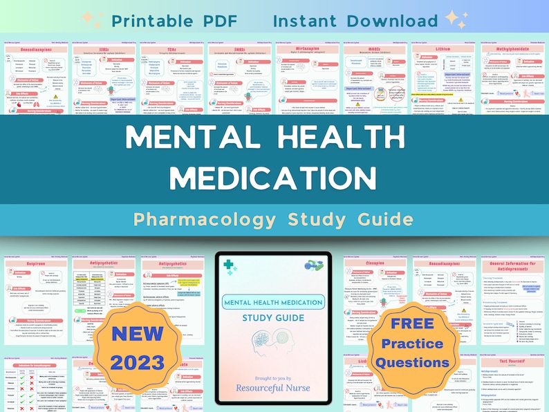 Pharmacology Study Guide Nursing Notes Pharmacy Notes Bundle Mental ...