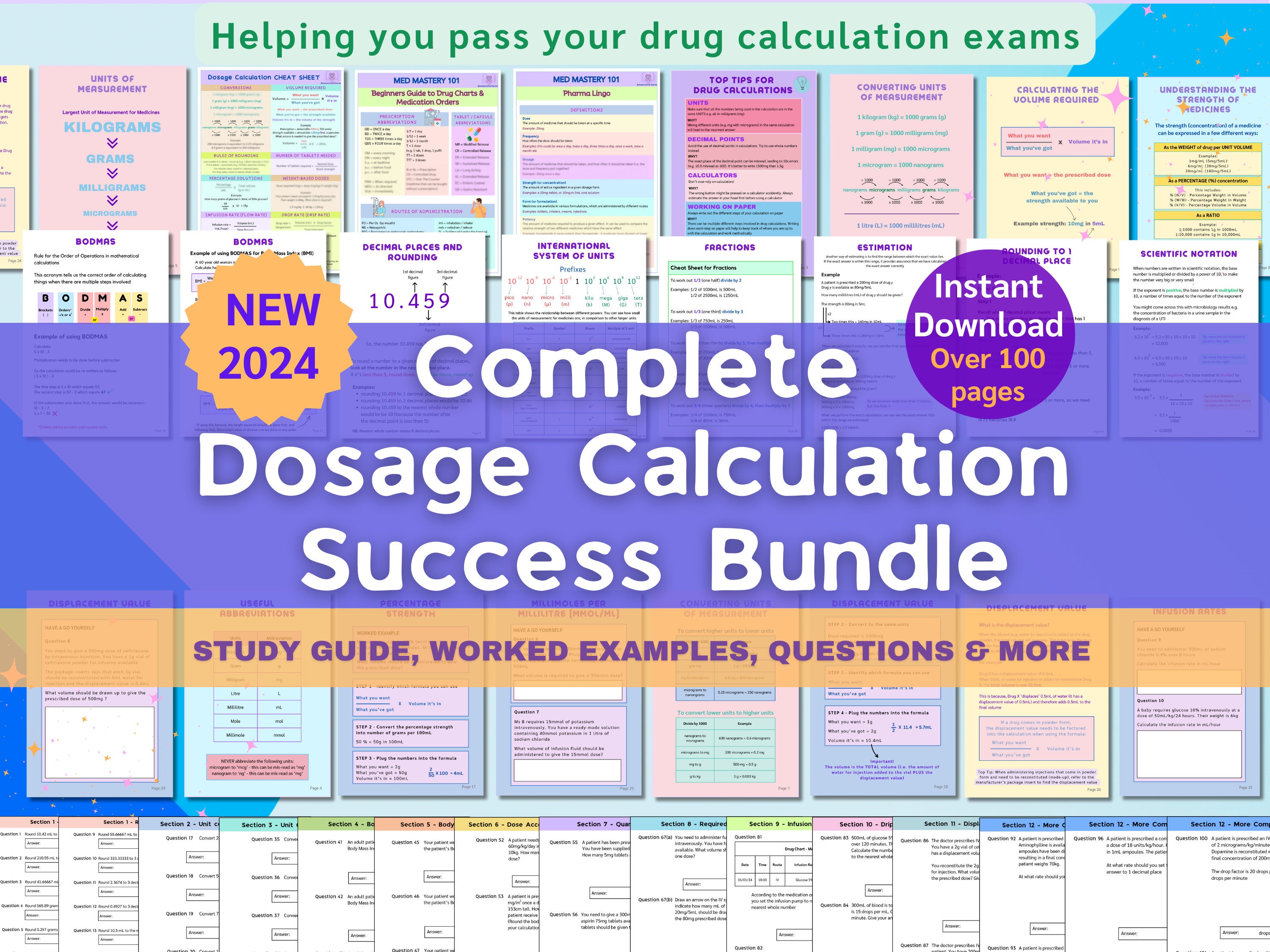 Complete Dosage Calculation Study Guide Bundle Drug Calculations ...
